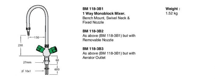 Mixer Taps - 1 Way Monoblock Mixer - METHOD